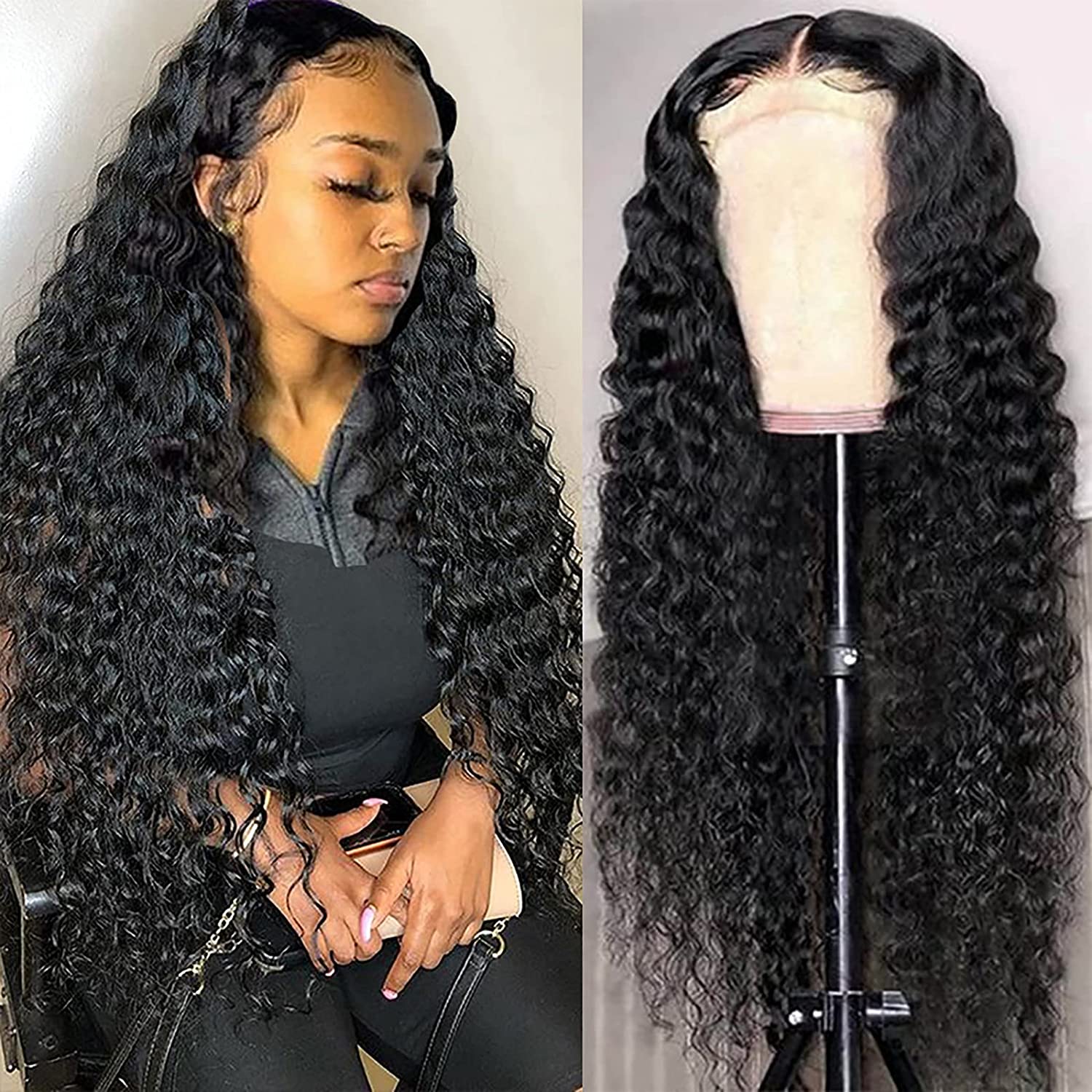 SVT HD Lace Wig 4X4 Deep WaveVirgin Hair 14-36 inches Long Brazilian T ...