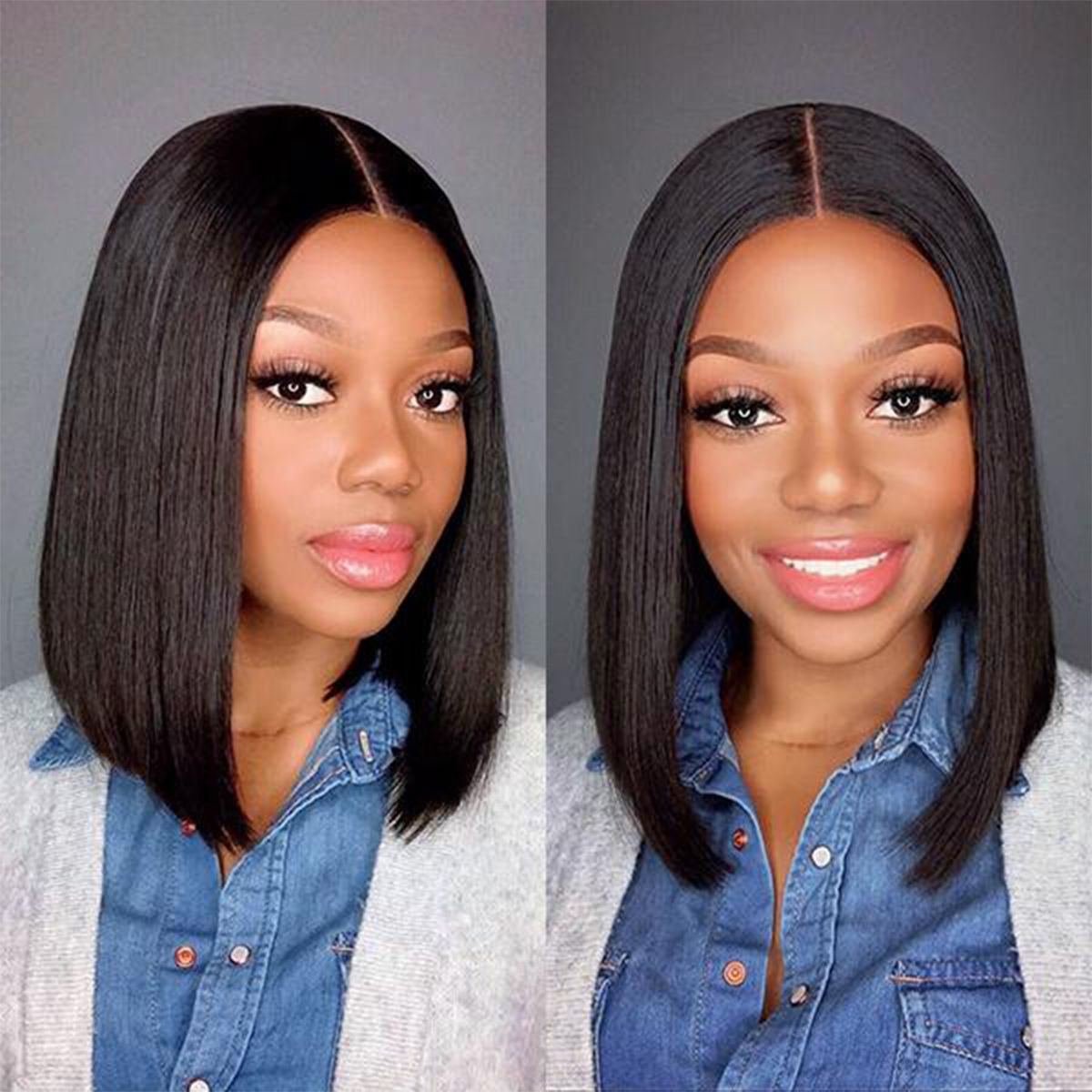 SVT Straight 4x4 Lace Bob Wigs Short Peruvian Human Hair Wigs For Blac ...