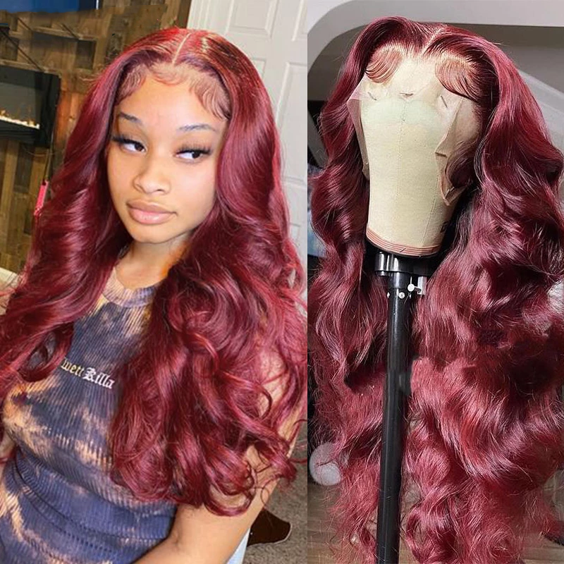 SVT Red 99j And Burgundy Body Wave 13x4 Colored Part Lace Front Wigs H ...